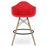 Home Square 28" Plastic Counter Stool with Arms in Red - Set of 2 ...