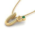 Emerald Gold Plated Initial Cursive Letter U Charm Pendent Engagement ...