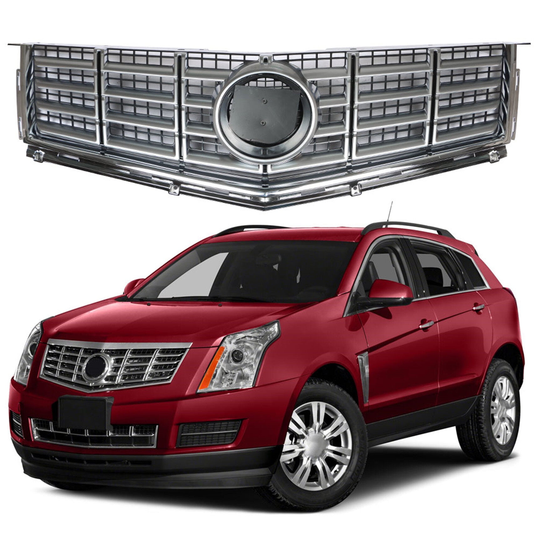 LABLT Front Bumper Upper Grille Replacement Chrome Grill For Cadillac ...