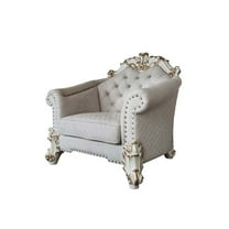 ACME Vendome II Chair with 2 Pillows in Two Tone Ivory Fabric and ...