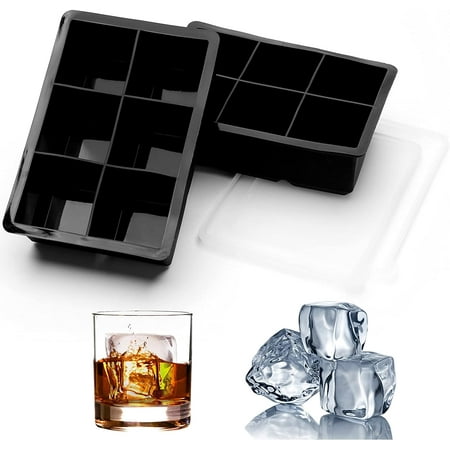 Set of 2 large silicone ice cube molds - 12 giant ice cubes - Large ...