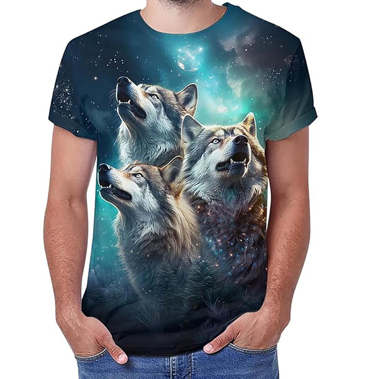 Click here for Wanpidan Product Graphic Wolf Design Tee For Outdo... prices