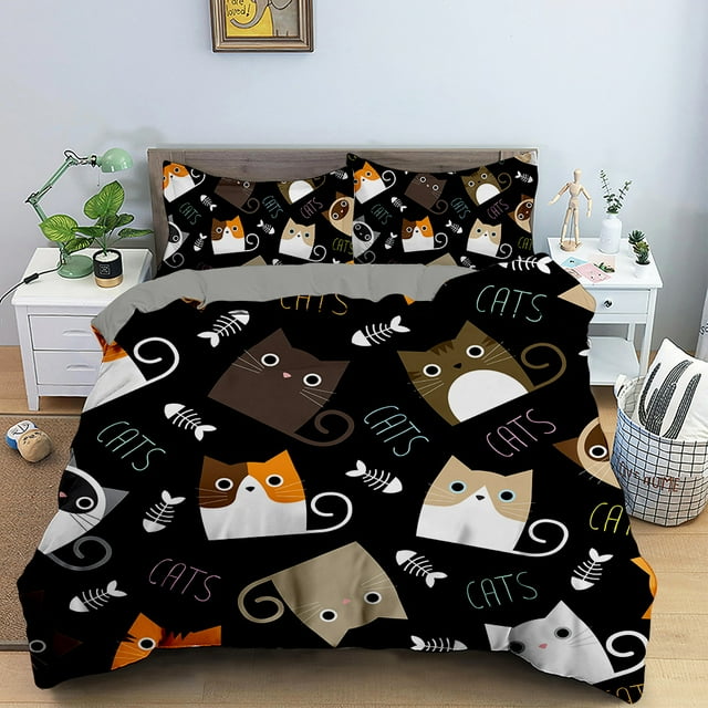 3pcs animal cat 3D printing quilt cover, Brand new 3d Printed Cat Set ...