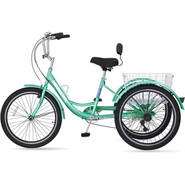 MOPHOTO Cruiser Tricycle for Adults with Backrest Saddle, 26" Wheels, 7 ...