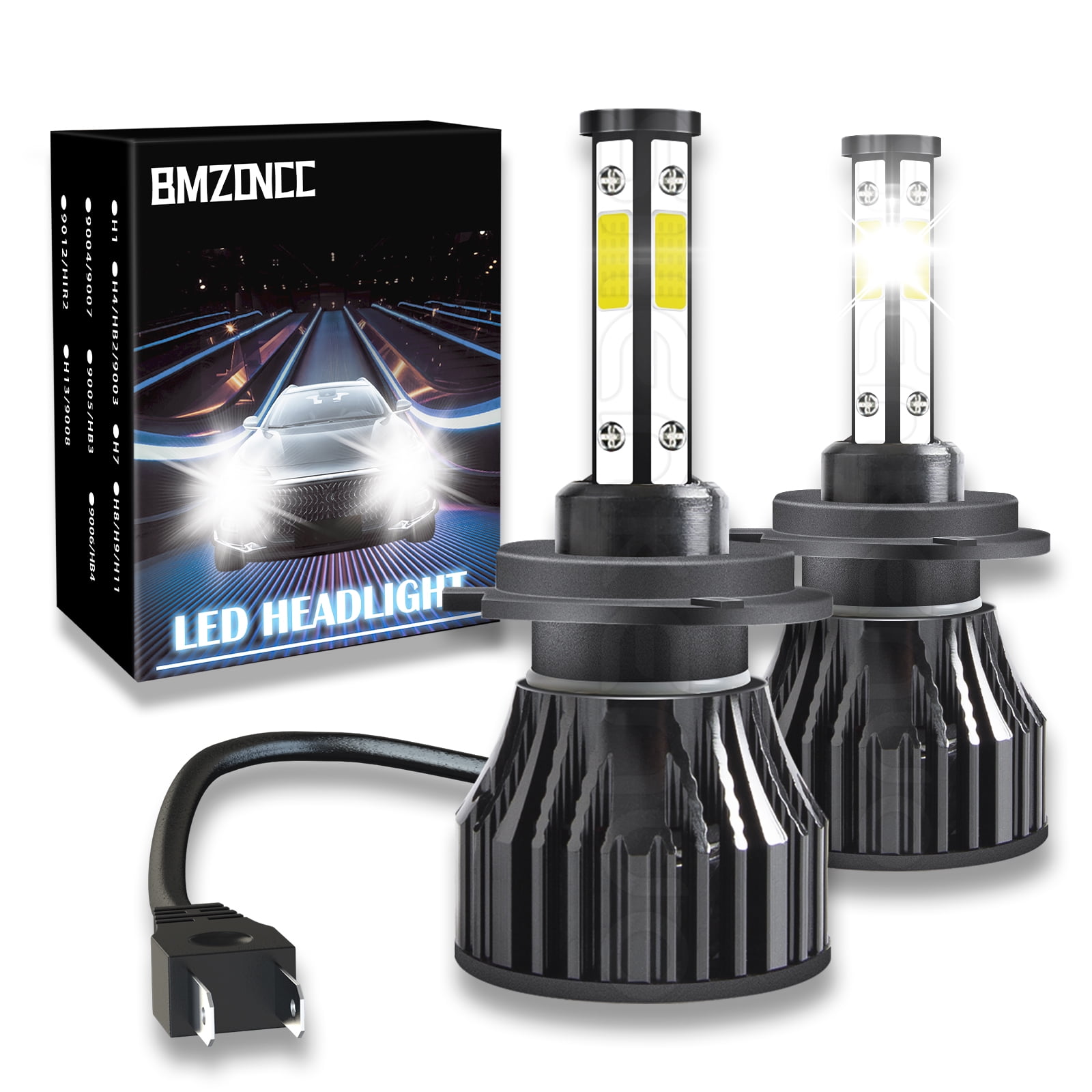 H7 LED Headlight Bulbs, 7600LM Per Set, 6000K Xenon White, H7 Headlight Bulb, Pack of 2 ...
