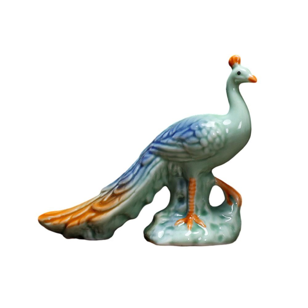 Esaierr Peacock Statue Ceramic Peacock Elk Statues Ceramic Craft Statue ...