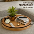 Large Round Ottoman Tray - 22'' Farmhouse Wood Serving Tray with Metal ...