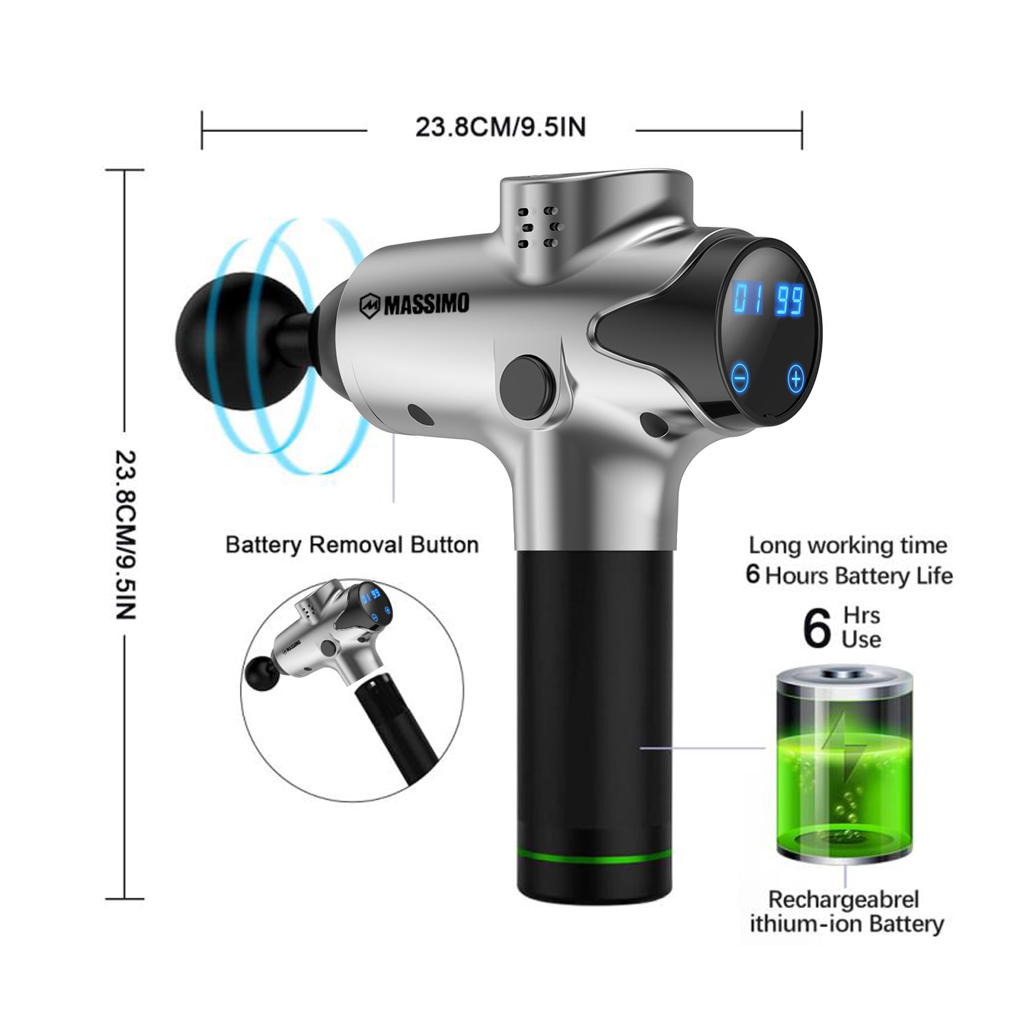 Massimo Muscle Massage Gun Portable Handheld Deep Tissue Massager For