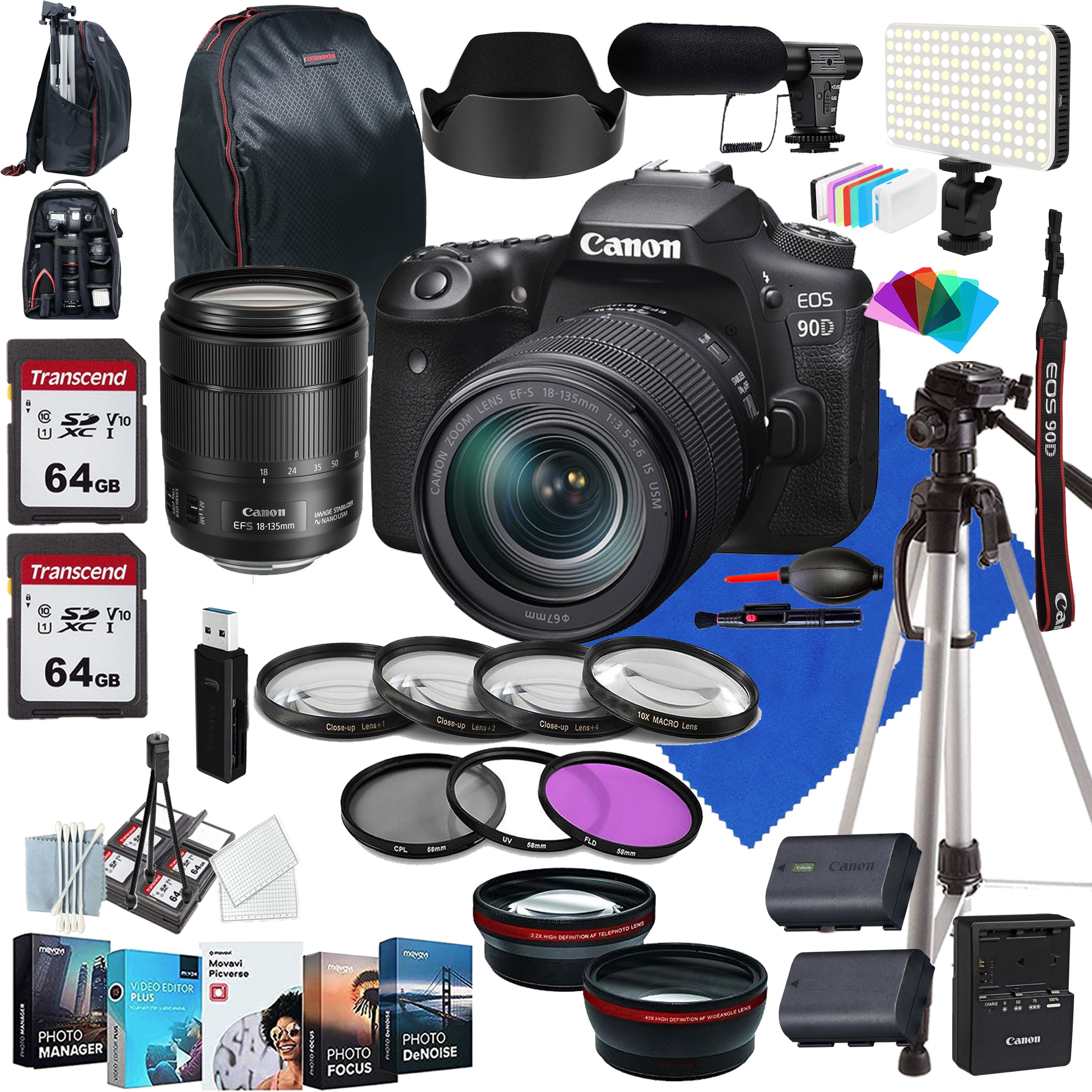 Canon EOS Rebel 90D DSLR Camera with 18-135mm+COMMANDER Starter Kit ...