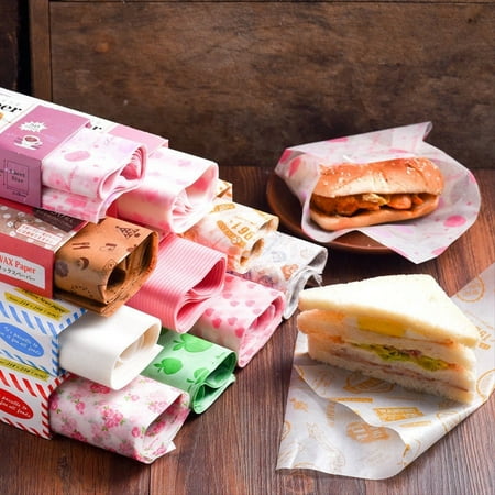 50pcs/lot Disposable Food Wrapping Wax Paper Hambur Sandwich Bread ...