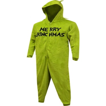 MJC Men's Dr Seuss The Grinch Fuzzy Plush Adult Onesie Pajama - Walmart.com