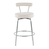 Rhonda Contemporary Counter Stool In Chrome And Cream Fabric - Set Of 2 ...