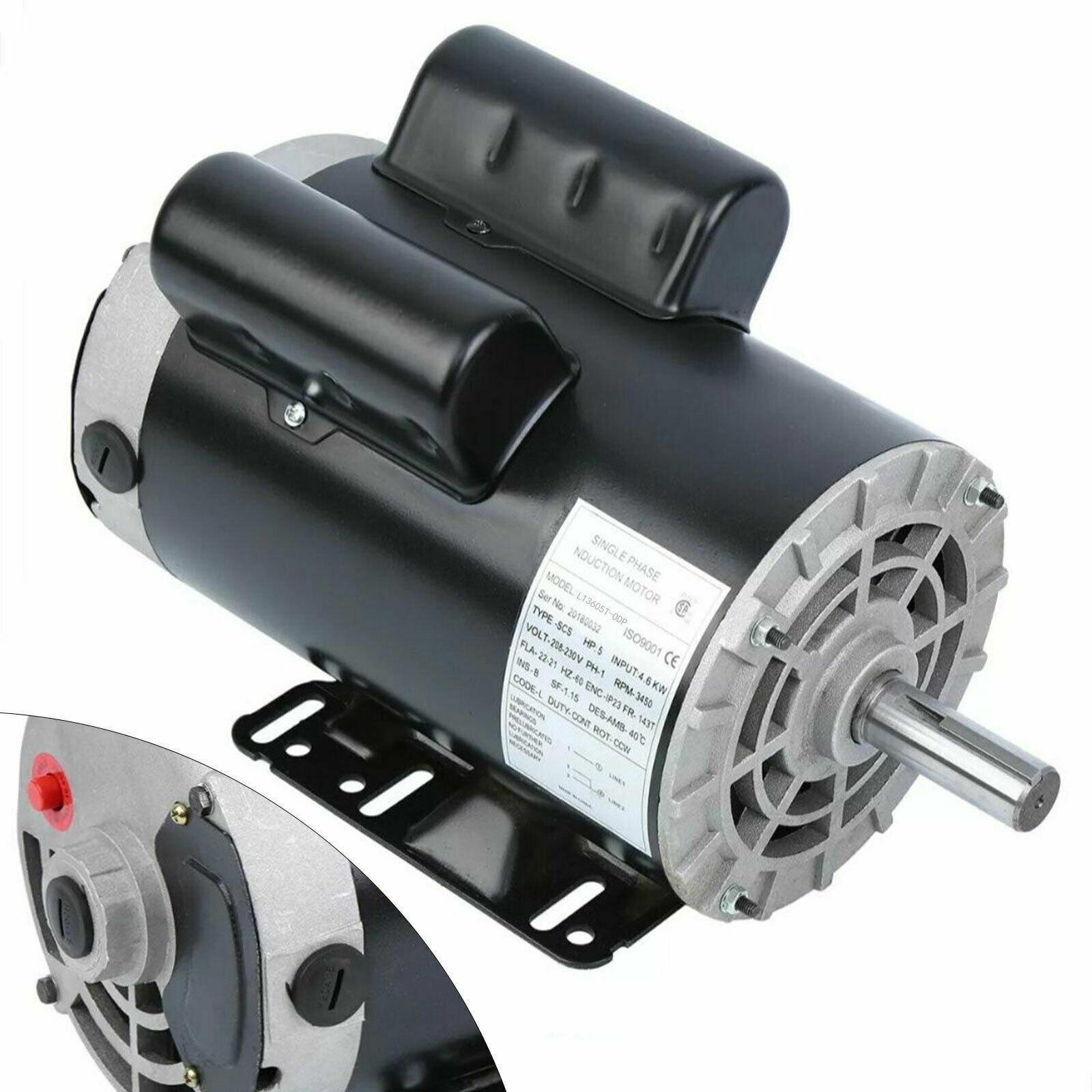 SHZICMY 5 HP Air Compressor Electric Duty Motor Single Phase 7/8" Shaft ...