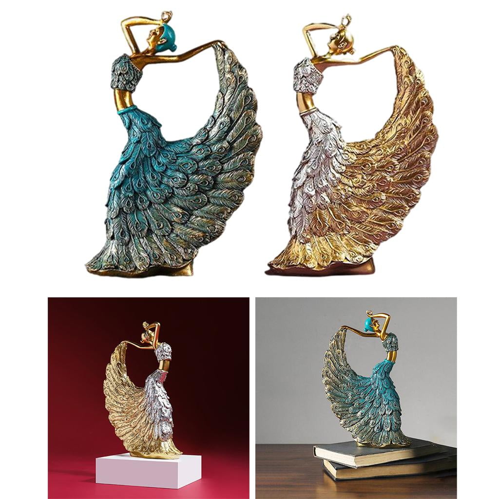 2x Dancer Figurines Art Women Dancing Girl Statue Decoartive Wedding ...