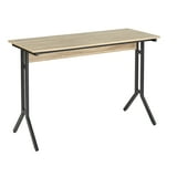 TMS Connection Computer Writing Desk, Natural with Black Metal Legs ...