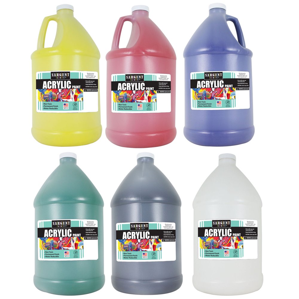 Sargent Art® Acrylic Paint Bottles, 64 oz. Asst. Set of 6 - Walmart.com ...