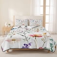 Spring Country Flowers 3 Pieces Quilt Set,1 Quilt with 2 Shams,Abstract ...