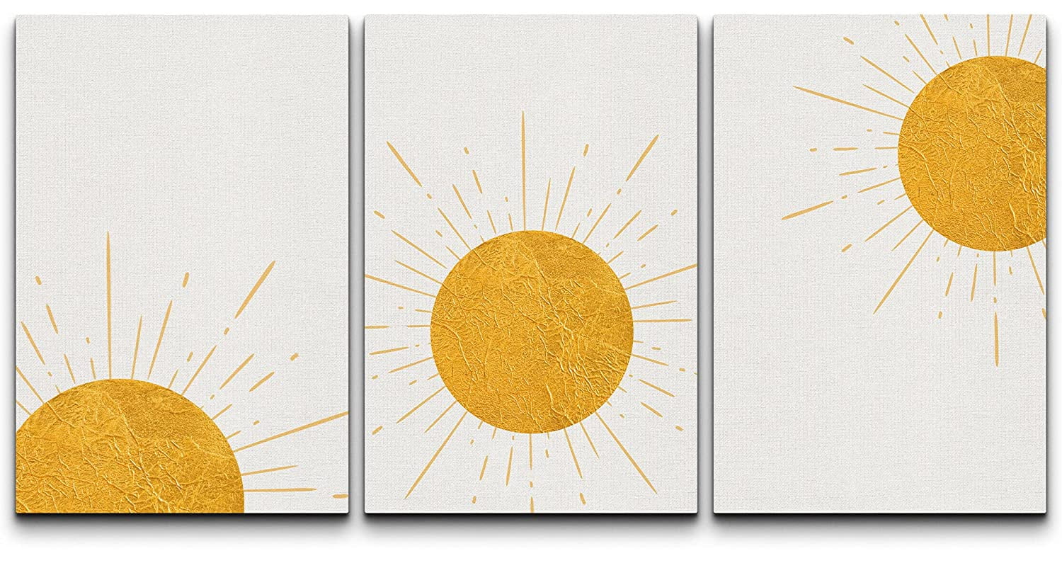 wall26 Wall Art Print Set Shining Yellow Rising Sun Phases Nature ...