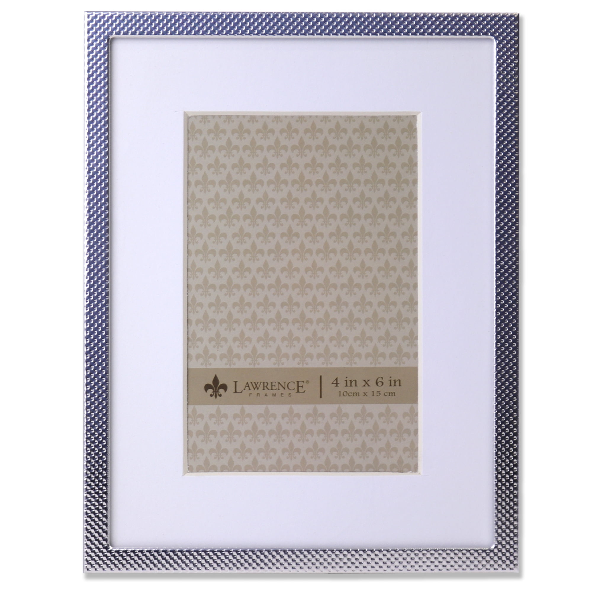 4x6 Silver Metal Picture Frame with Bevel Cut Mat - Pin Dot Design ...
