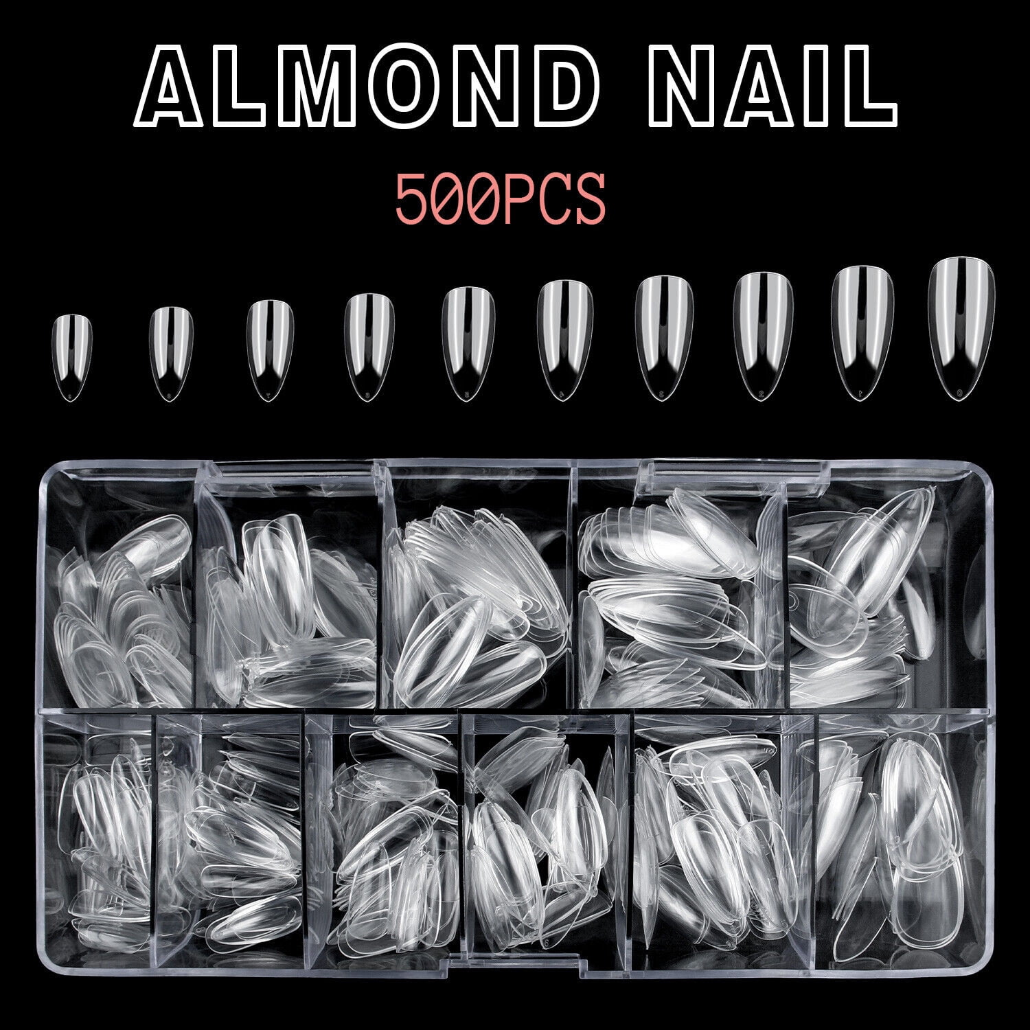 Venoro 500Pcs Nail Tips Square Almond Fake Nails Clear Acrylic False ...