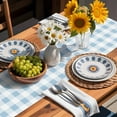 Blue Checkered Cotton Linen Table Runner for Dining Kitchen, Blue White ...