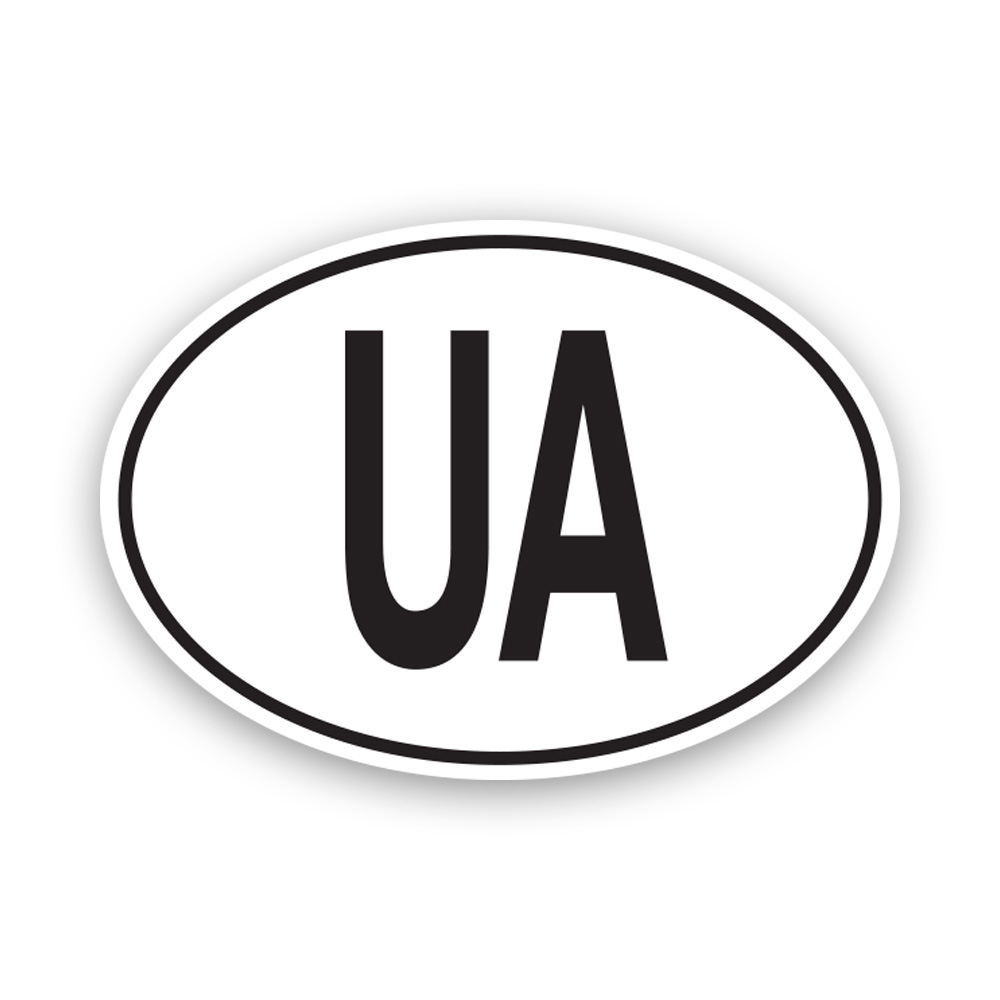 UA Ukraine Country Code Oval Sticker Decal Self Adhesive Vinyl