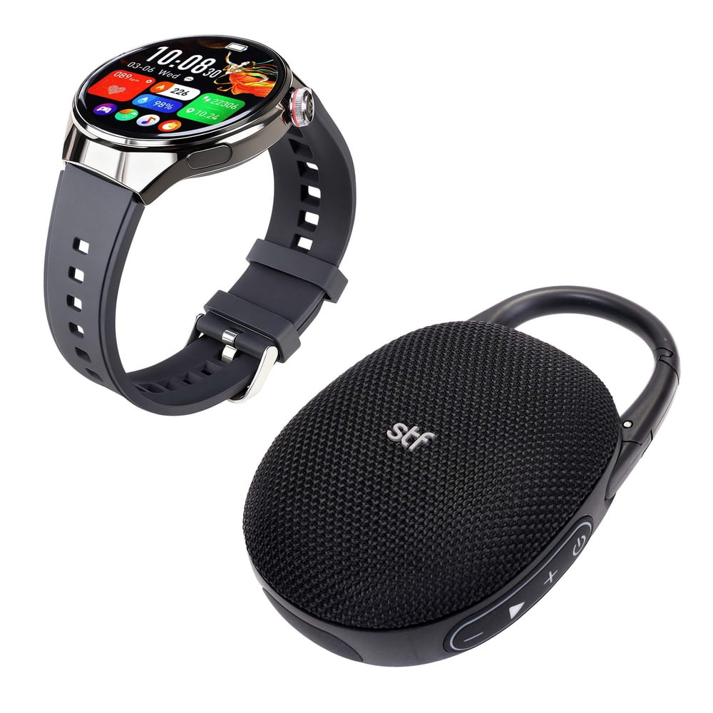 Kronos Attitude Pack STF: Smartwatch + Bocina Portátil IP67 color negro | Bodega Aurrera en línea