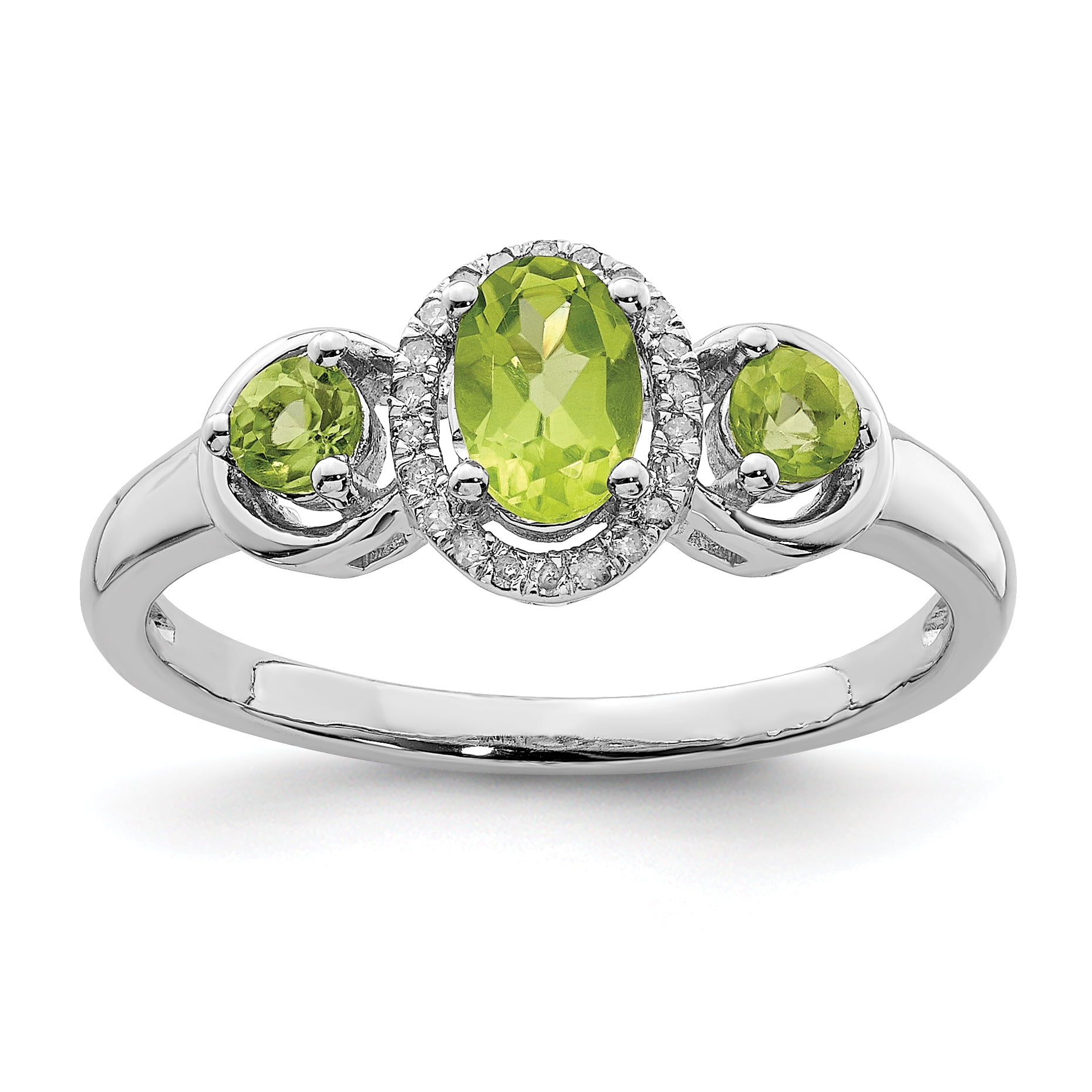 Primal Silver Sterling Silver Rhodium-plated Peridot and Diamond Ring ...