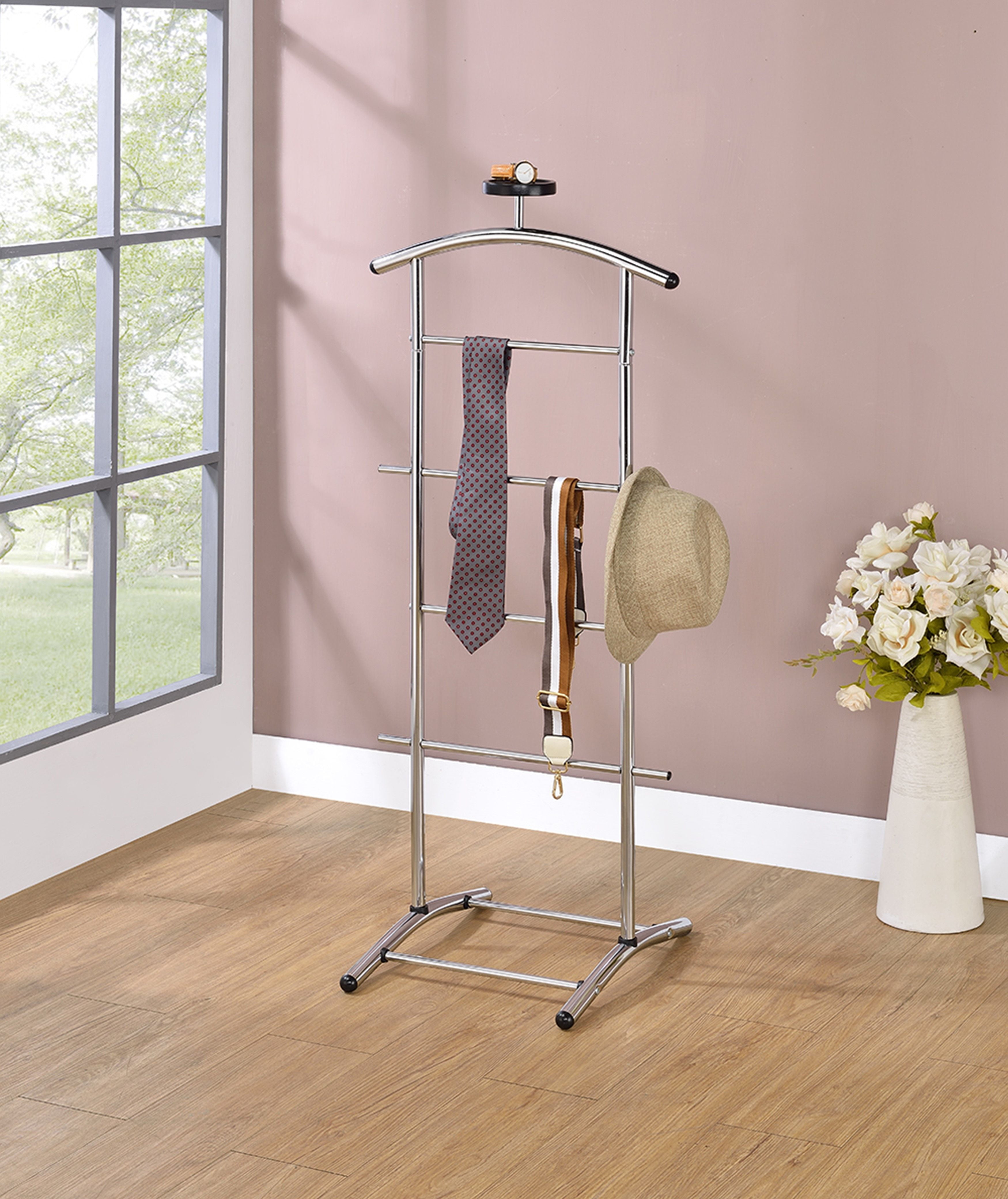 Carlsen Clothes Organizer Rack, Suit Valet Stand, Chrome Metal & Black ...