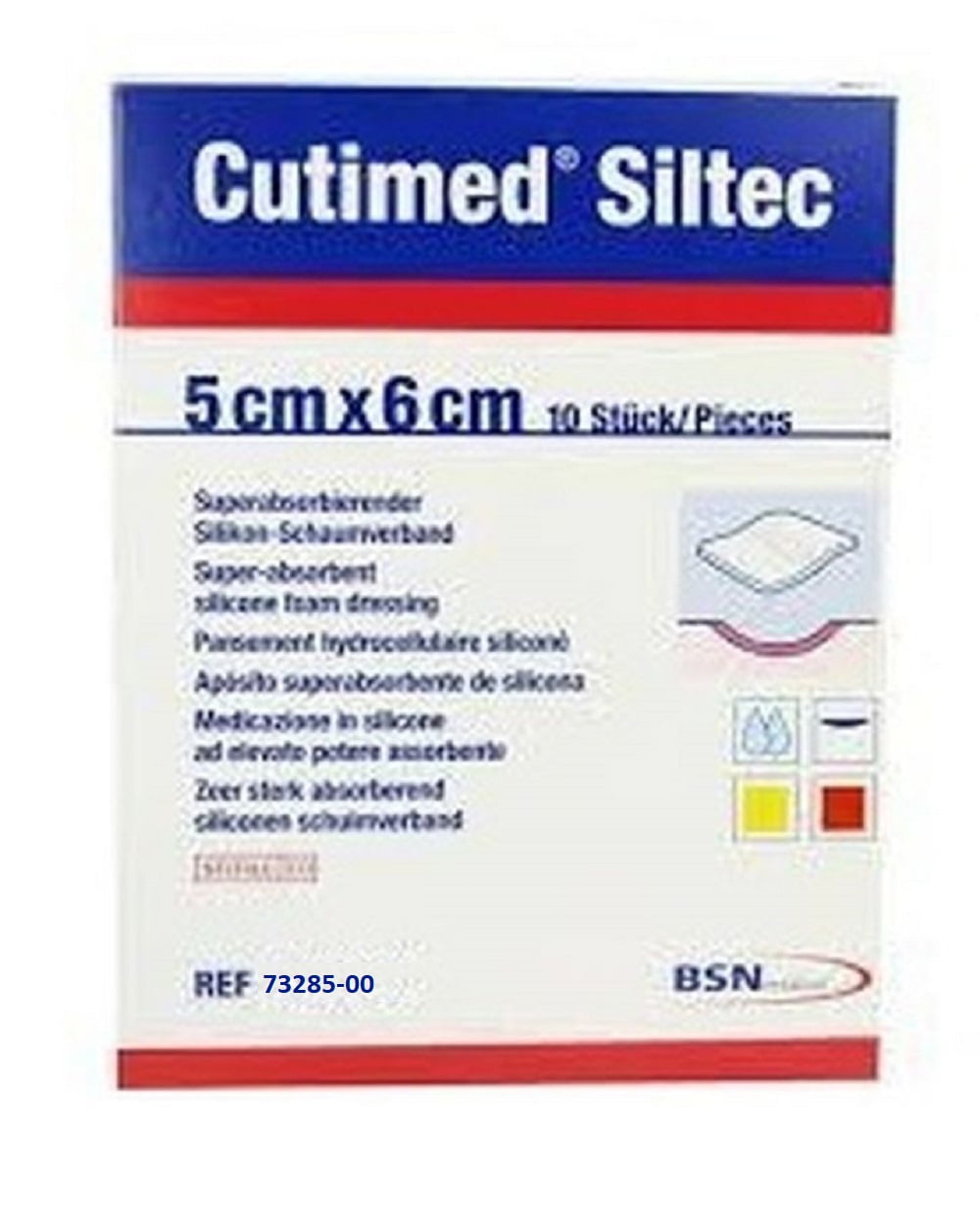 BSN Medical Cutimed Siltec Silicone Foam Dressings, 5 cm x 6 cm (2 in x ...