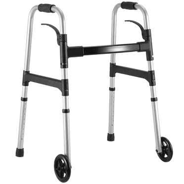 Equate Folding Walker with Wheels, Black - Walmart.com