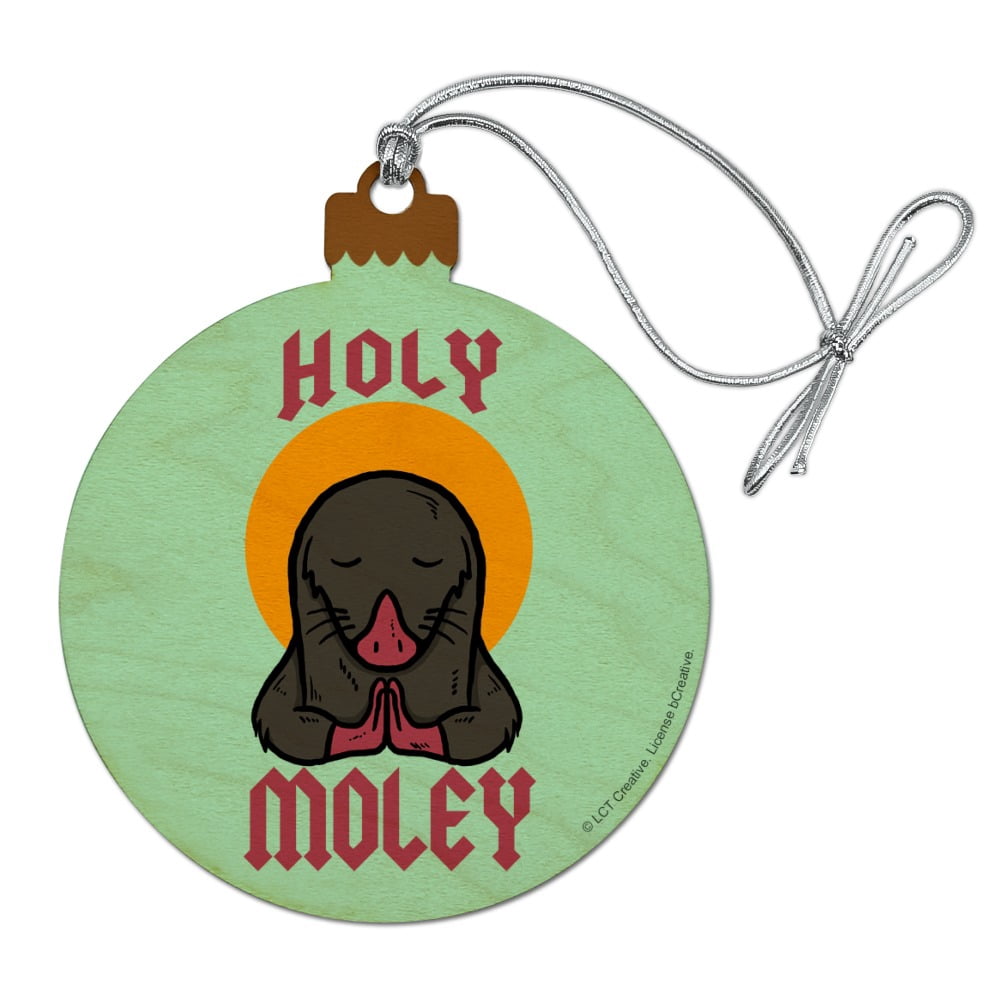 Holy Moley Religious Mole Funny Humor Wood Christmas Tree Holiday ...