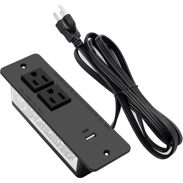 Recessed Power Strip with USB C Port, Desk Power Outlet with 2 AC Plug ...
