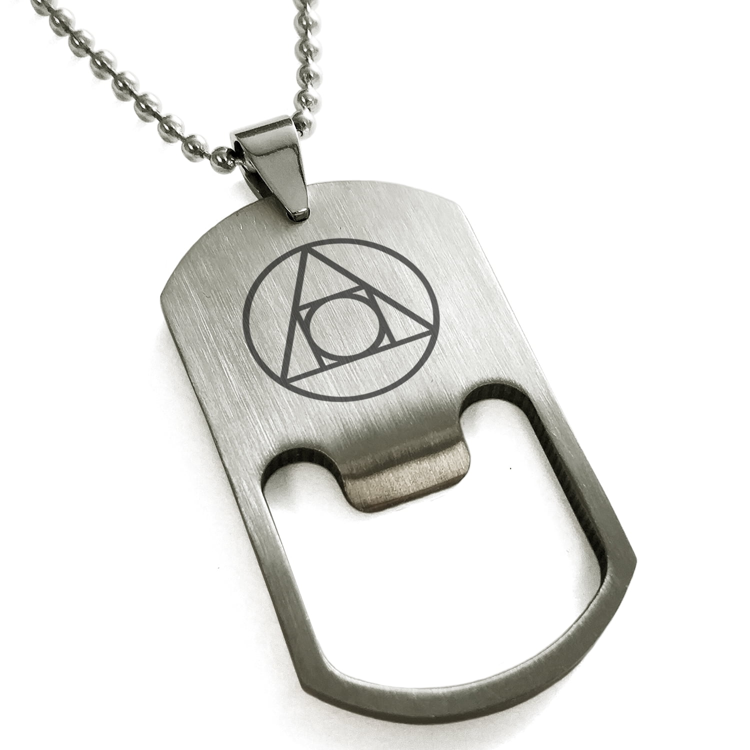 Stainless Steel Alchemy Engraved Bottle Opener Dog Tag Pendant Necklace ...