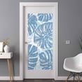 Dark Blue Leaf Window Privacy Film, Tropical Country Watercolor Jungle ...