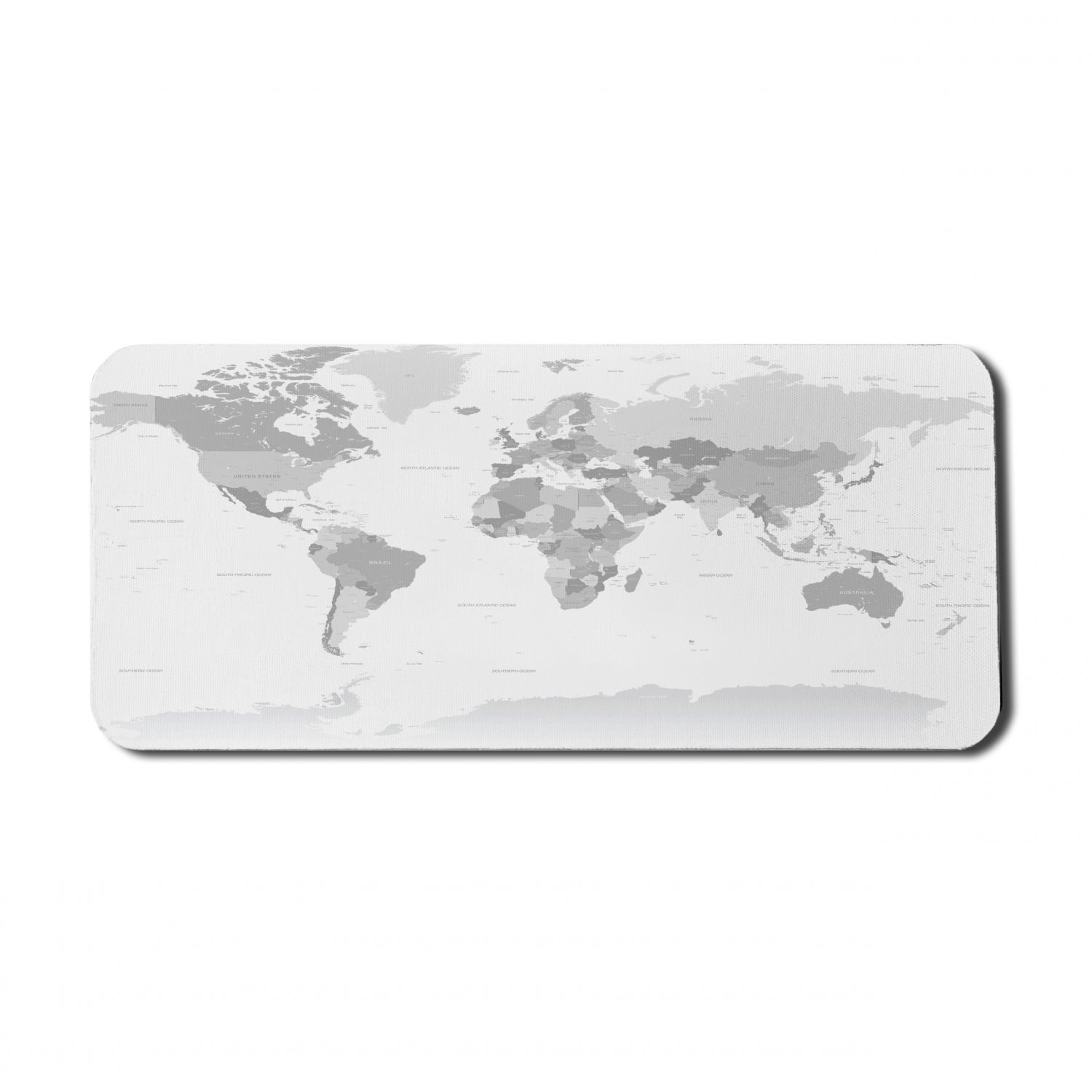 Grey Computer Mouse Pad, Detailed World Map with All Countries Major ...