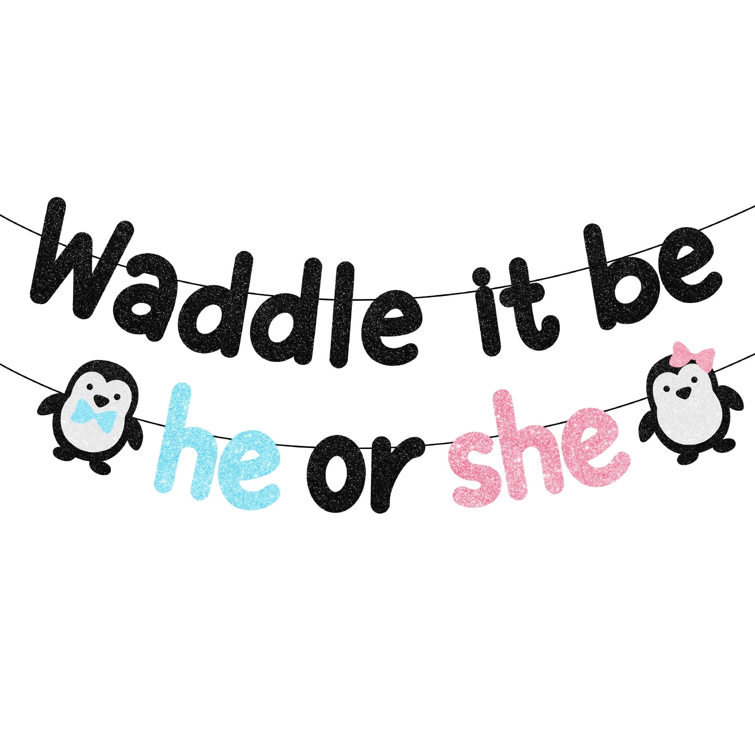 Penguin Waddle It Be Banner for Gender Reveal, Cute Penguin Theme ...