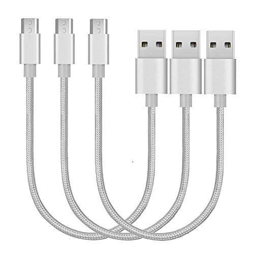 Micro USB Short Cords, 3 Pack 8in / 21cm Nylon Braided Micro USB Fast ...