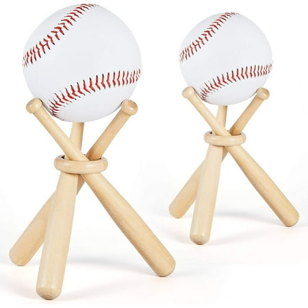 IGUOHAO Wooden Baseball Stand Display Holder with Mini Baseball Bats ...