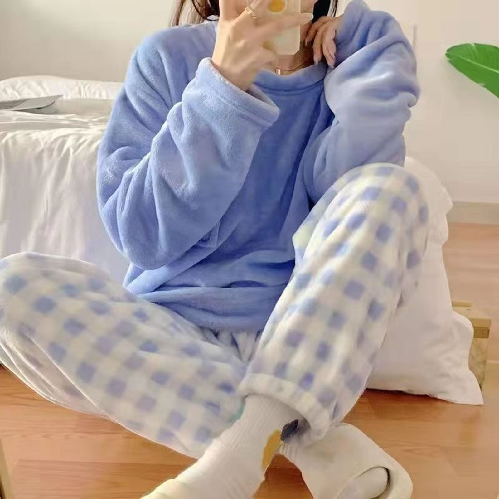 Click here for Dexiang Womens Flannel Pajama Set Cozy Cute Cartoo... prices