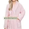 Pavilia Women Plush Fleece Robe Light Pink Soft Textured Bathrobe
