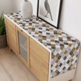 Brown Moroccan Plaid Table Runner, Modern Abstract Exotic Geometric ...