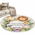Cute Animal 3' Round Rug for Bathroom Accent Bedside Corner, Lions ...