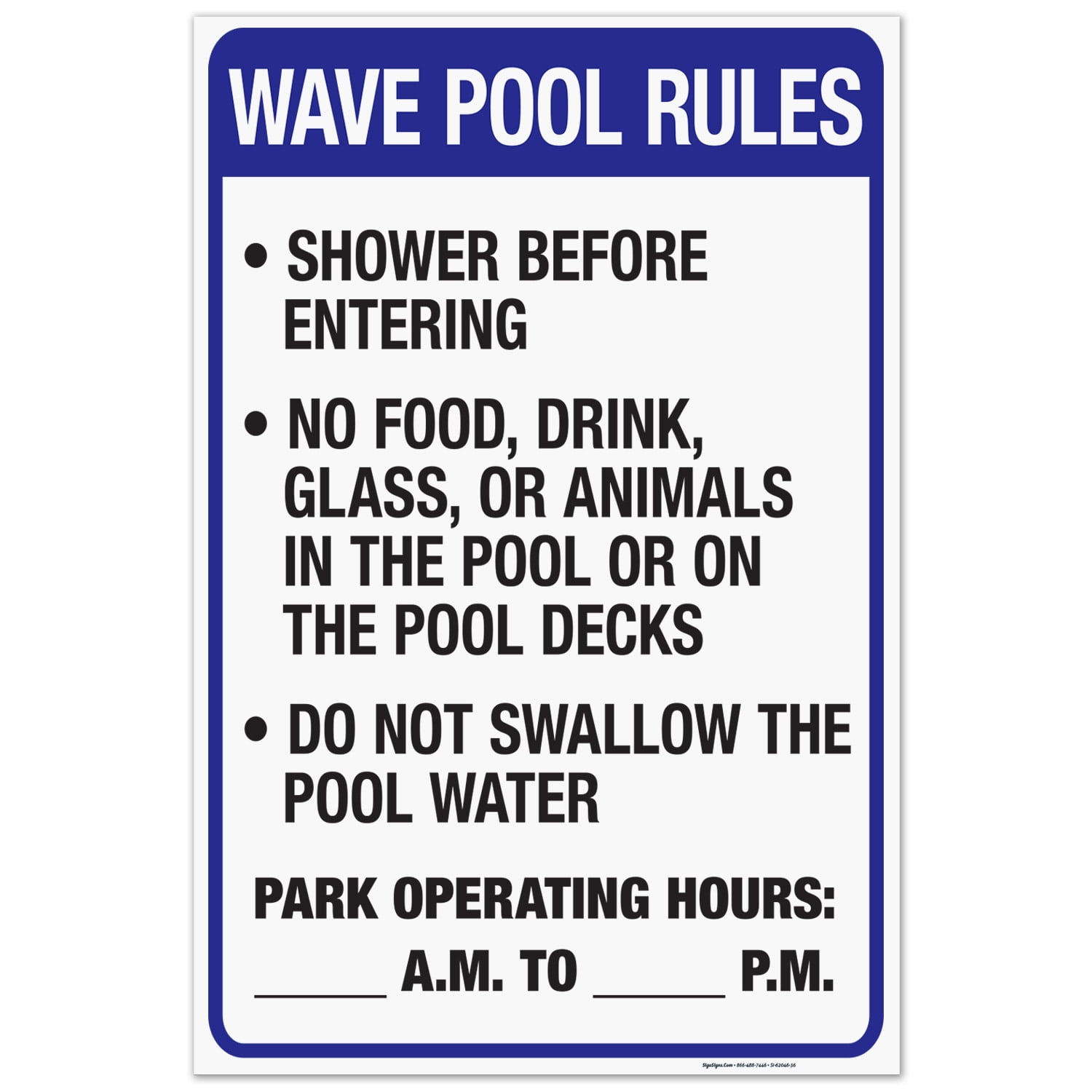 Florida Wave Pool Rules Sign, Complies With State Of Florida Pool ...