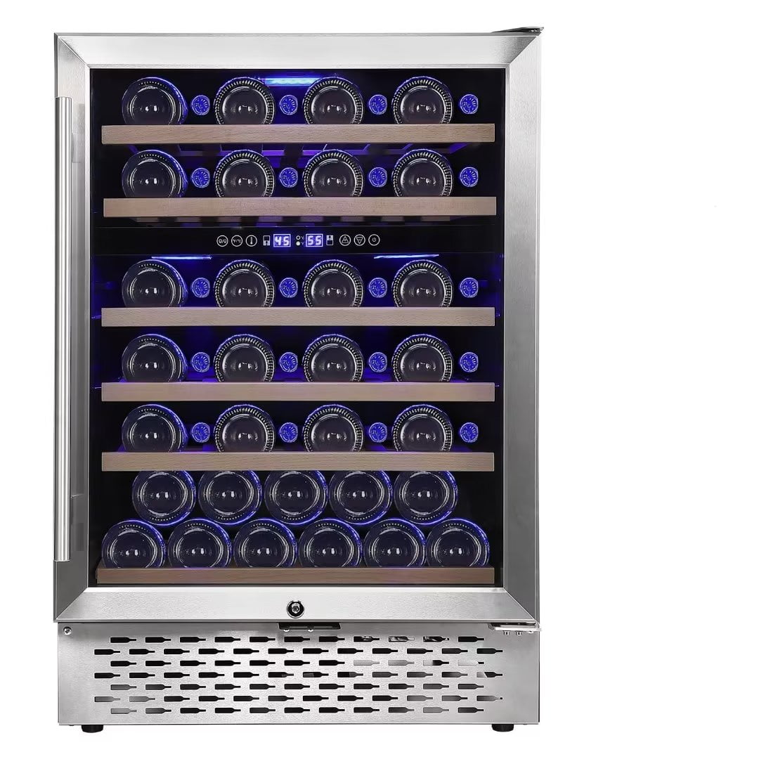 51 Bottles Dual Zone Wine and Beverage Cellar，Siver - Walmart.com