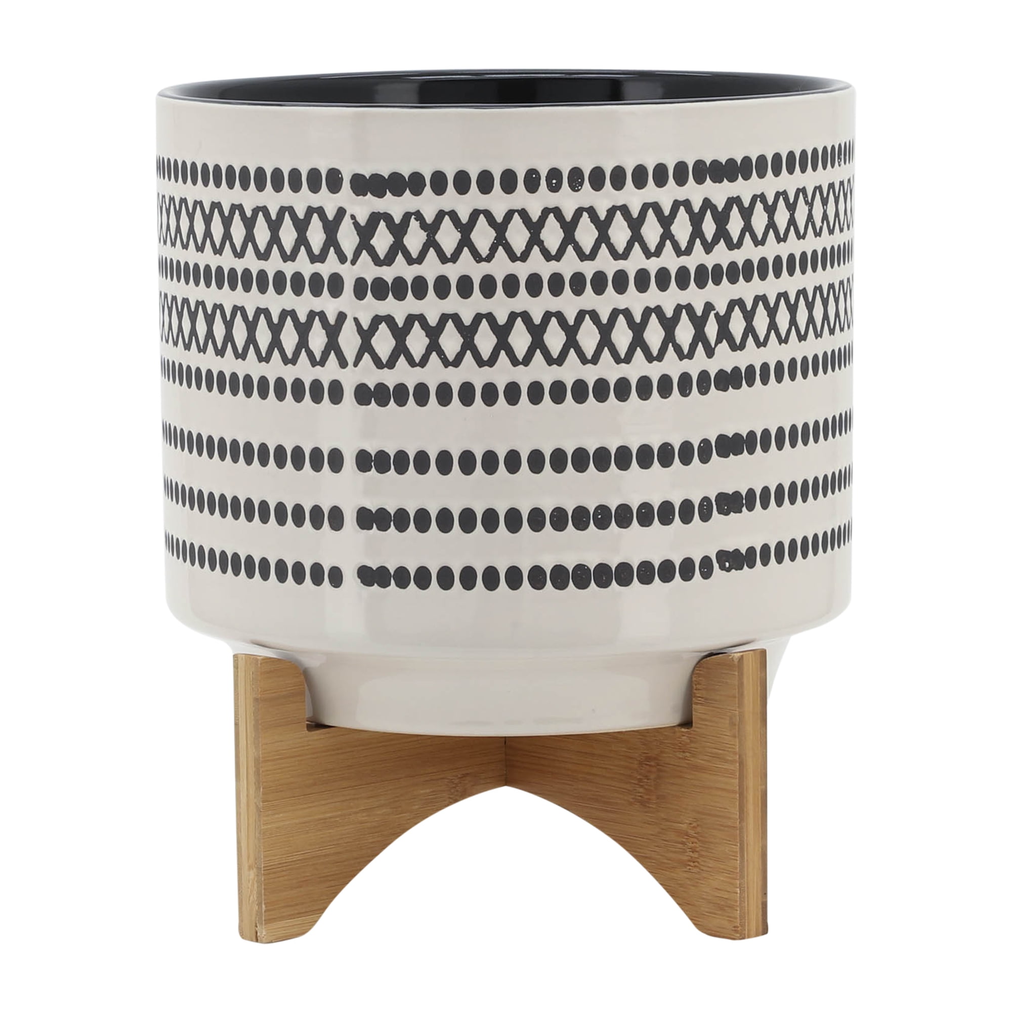 Sagebrook Home 10" Aztec Planter With Wood Stand, Gray - Walmart.com