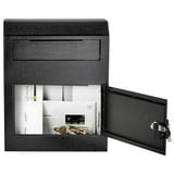 AdirOffice Steel Wall-Mountable Safe Mail/Drop Box W/Lock, Black ...