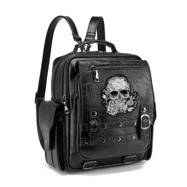 Daiia Gothic Skull Floral Art Pattern USB Charging Backpack for Men and ...