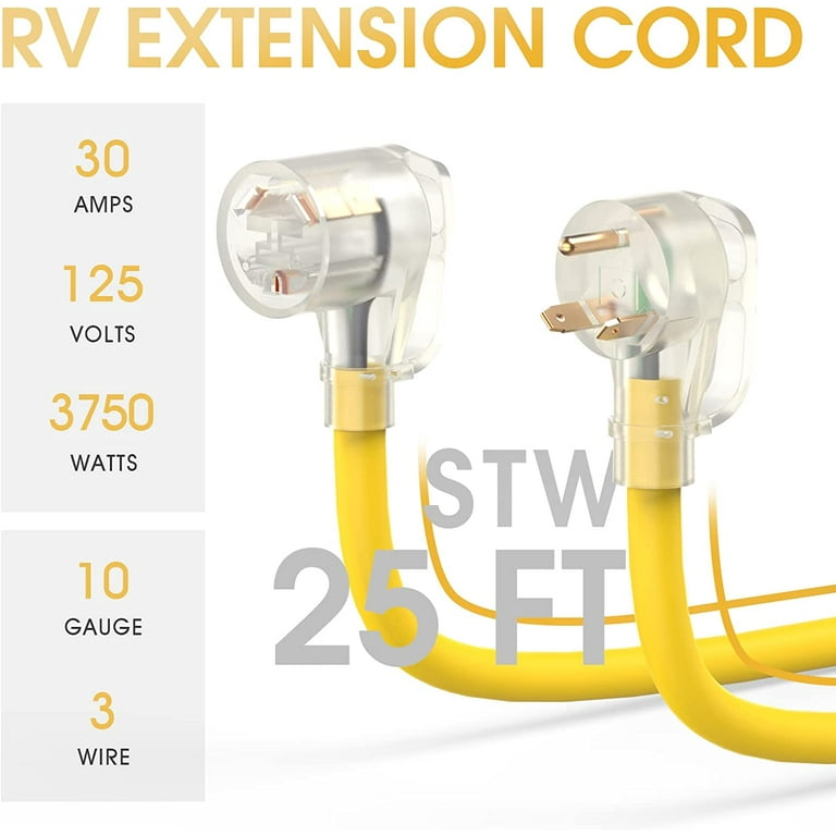 25 Foot Boat Power Cord 25 Ft 125V 30 Amp Marine & RV Shore Power ...