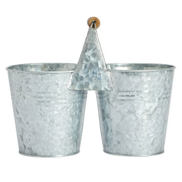 Set of 2 Galvanized Metal Pail Buckets with Handles - 6" Tall x 6 ...